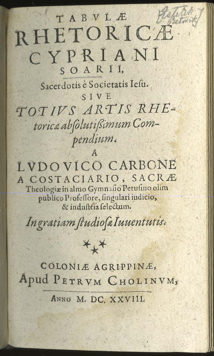 LIBRIS - Tabvlæ rhetoricæ Cypriani Soa...